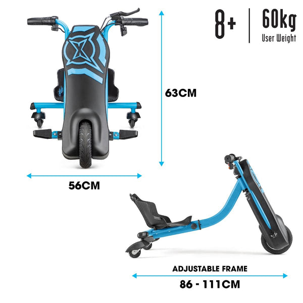 Kids Cyclone Electric Drift Go Kart | Black/Blue | Xootz