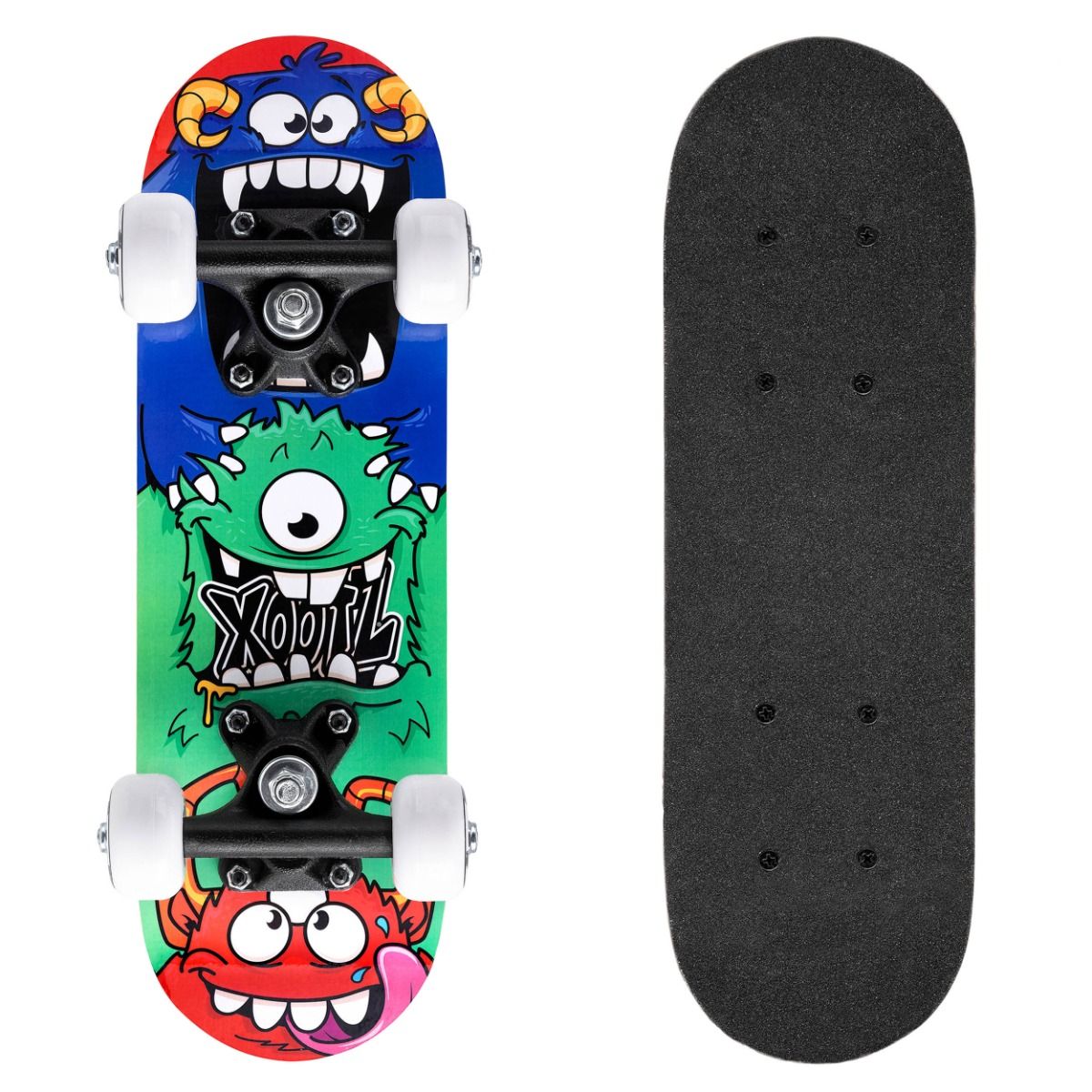 17" Mini Skateboard Complete Double Kick - Monsters | Xootz