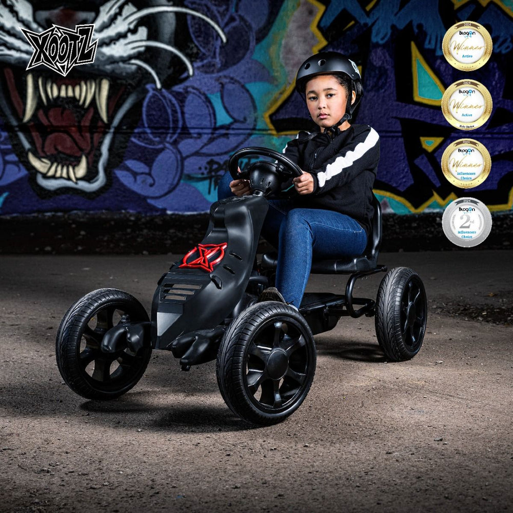 Xootz Venom Go Kart | Kids Pedal Go Kart | Black and Red | Xootz